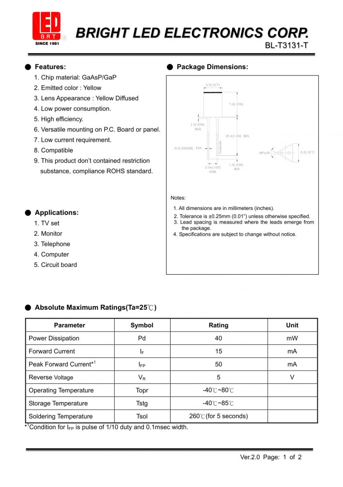 BL-T3131-T technical document page 1