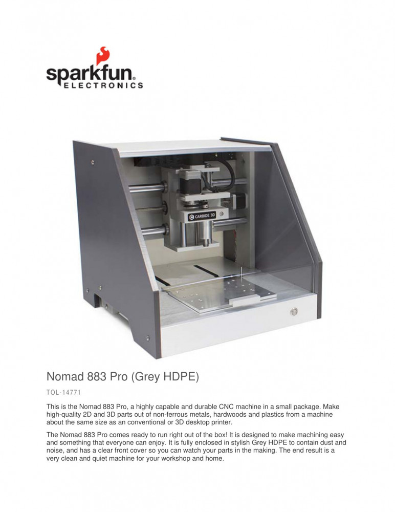 Technical document image 1 for Nomad 883 Pro TOL-14771