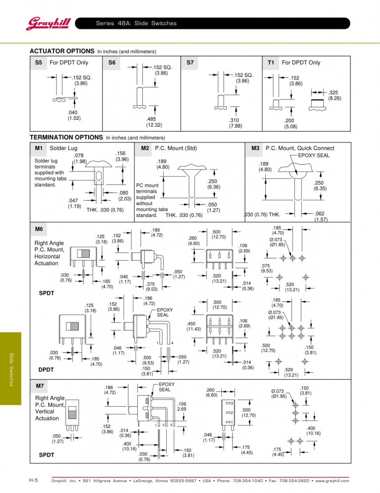 Grayhill Series 48A slide switch document page 2