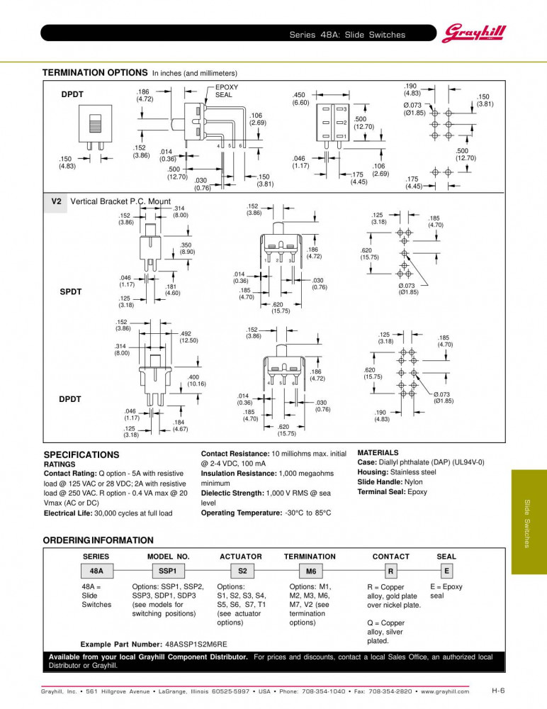 Grayhill Series 48A slide switch document page 3