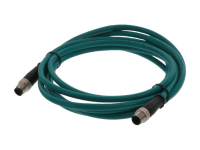 Micro-Change (M12) Double-Ended Cordset, 4 Poles, D-Coded, Male (Straight) to Male (Straight), 22 AWG, Shielded PUR Cable, 18.0m (59.05') Length