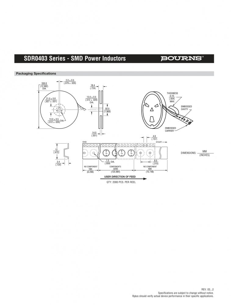 Bourns SDR0403 series datasheet page 2
