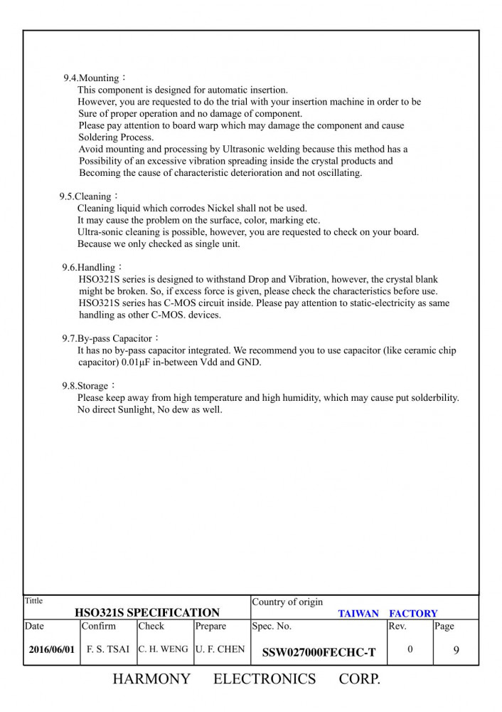 SSW027000FECHC-T specification page 9