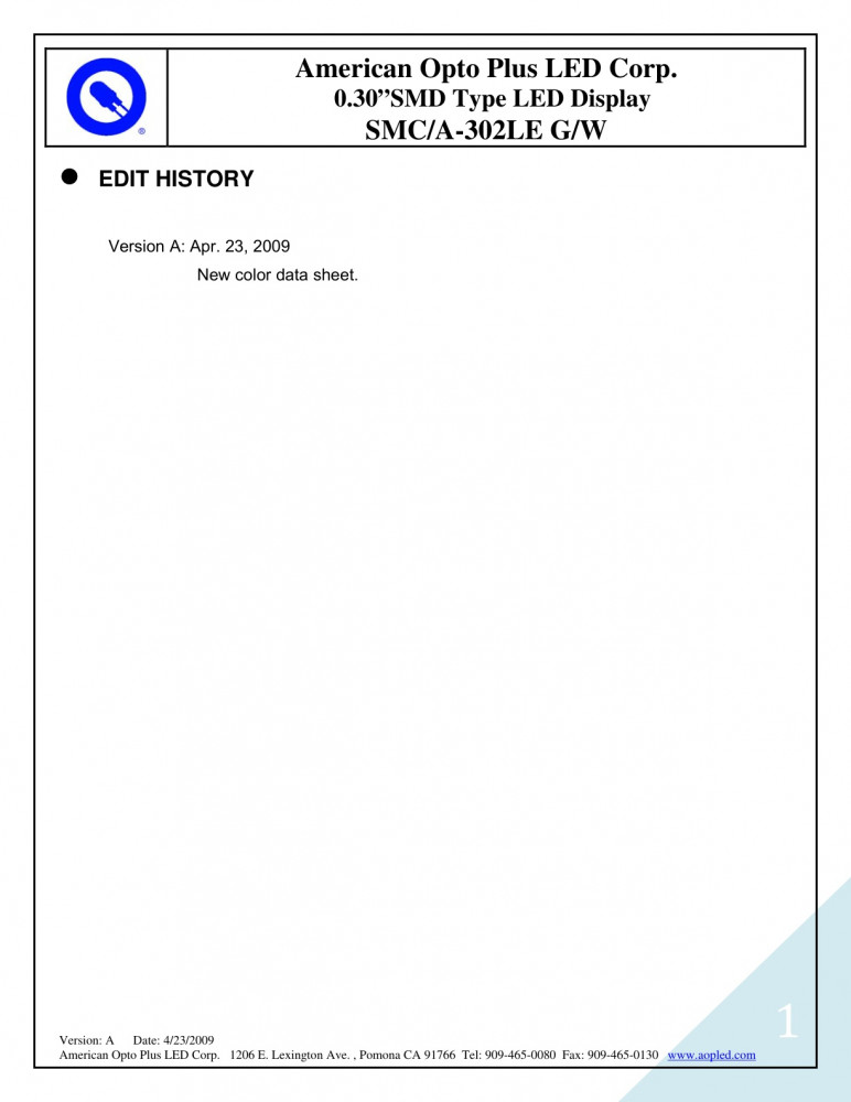 SMA302LE technical document page 1