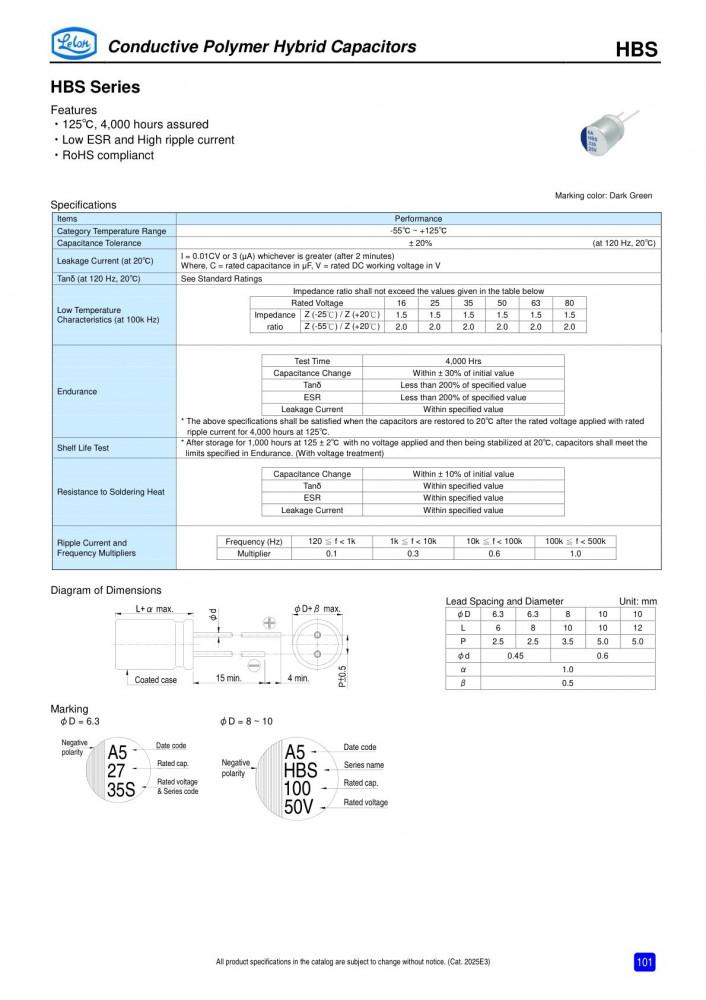 Lelon HBS series technical document page 1