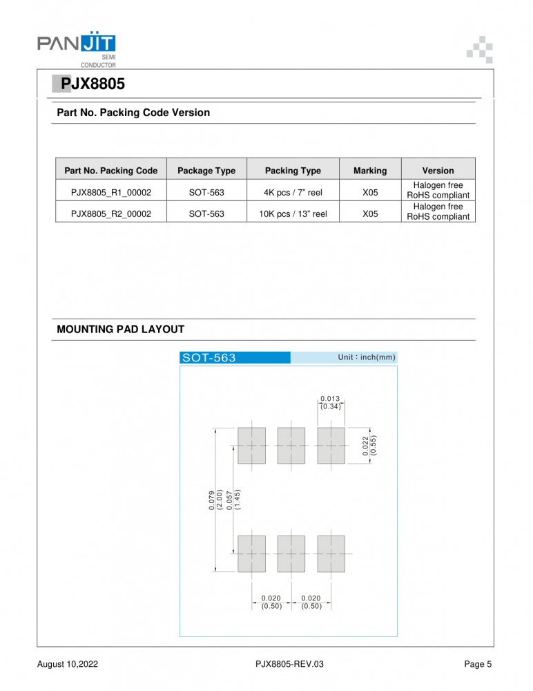 PJX8805 datasheet page 5