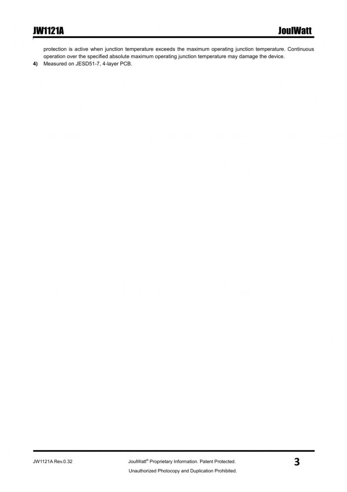 JW1121A datasheet page 3