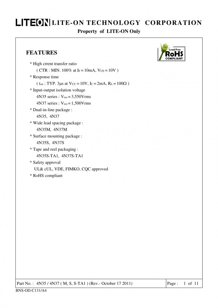 4N35S-TA1 datasheet page 2