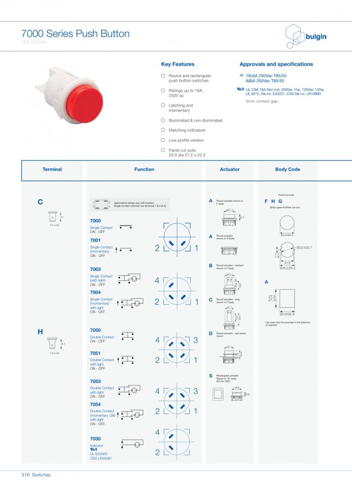 Bulgin C7000 series datasheet page 7