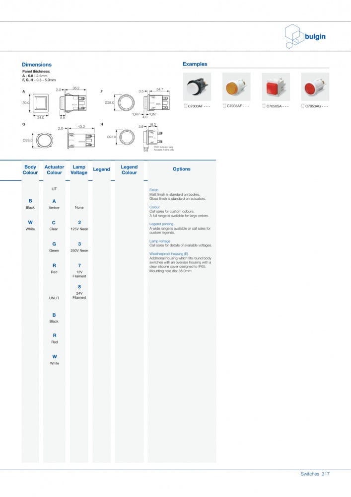 Bulgin C7000 series datasheet page 8