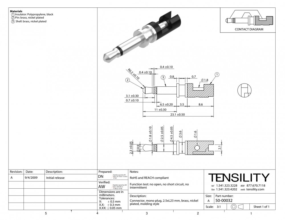 Tensility International 50-00032 product drawing
