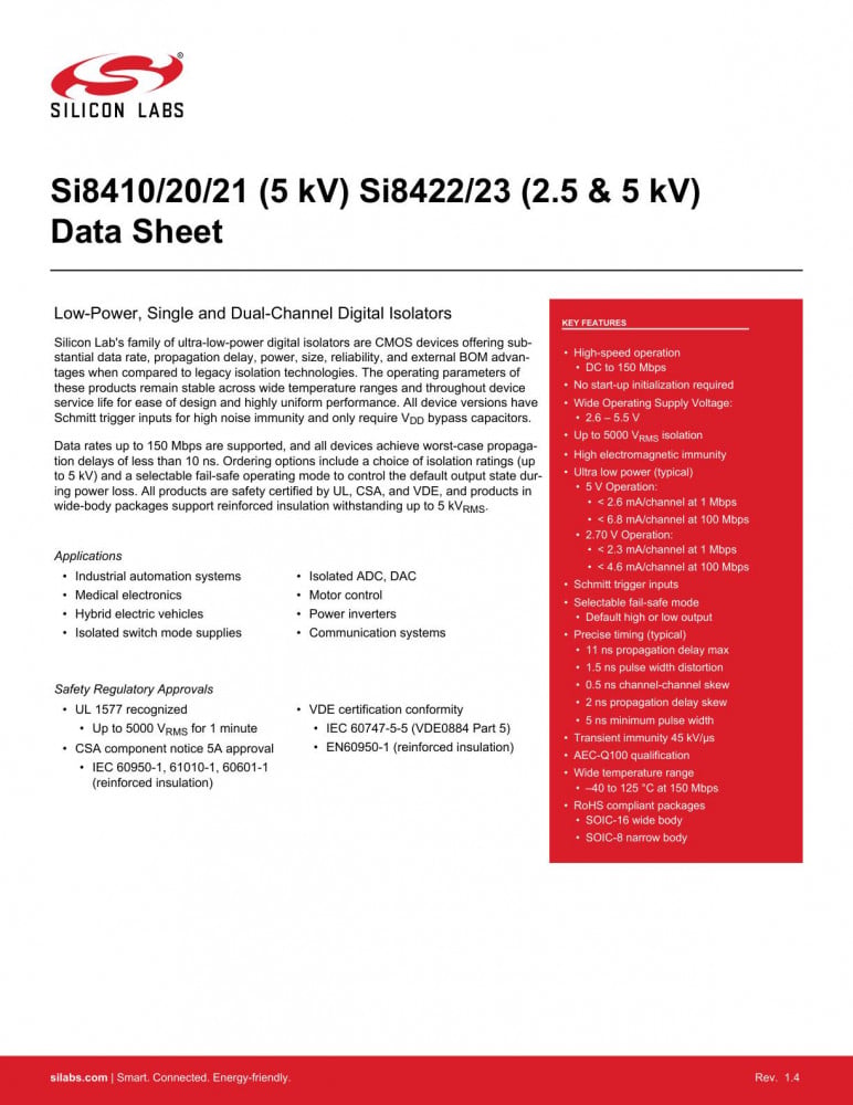 SI8422BB-D-ISR datasheet page 1