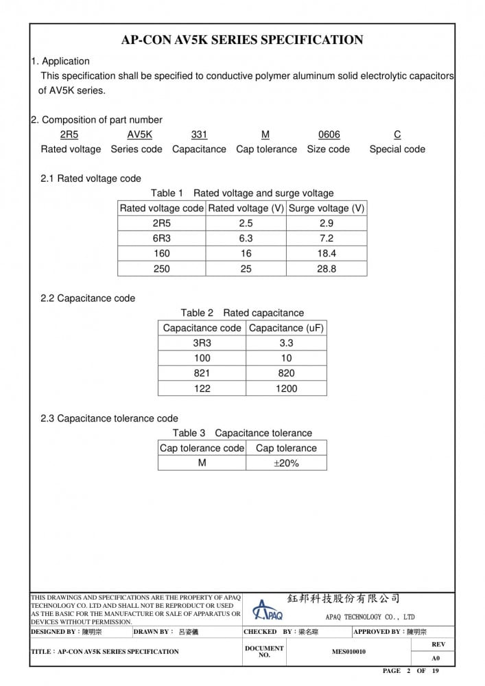 APAQ specification page 2
