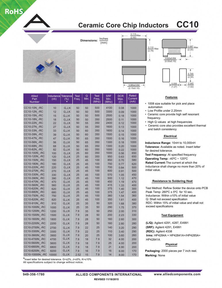 CC10 series product document preview