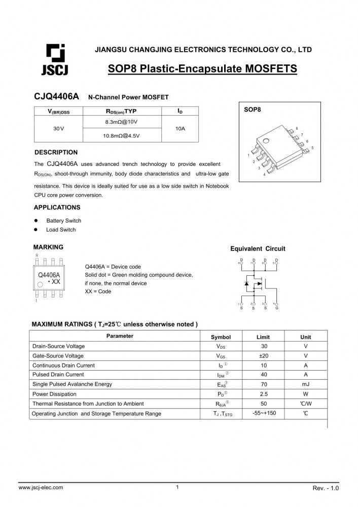 CJQ4406A datasheet page 1