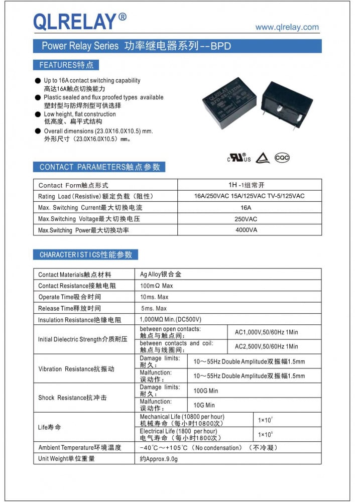 BPD relay datasheet page 1