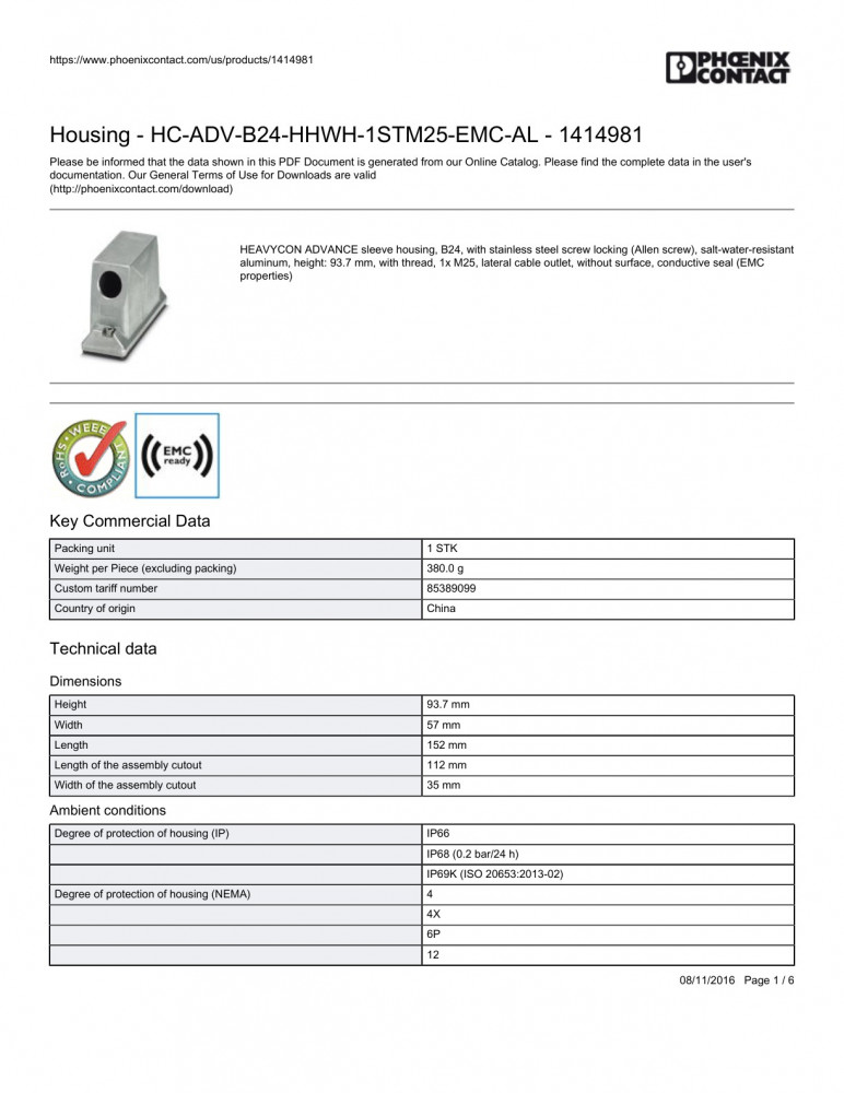 Phoenix Contact 1414981 technical document page 1