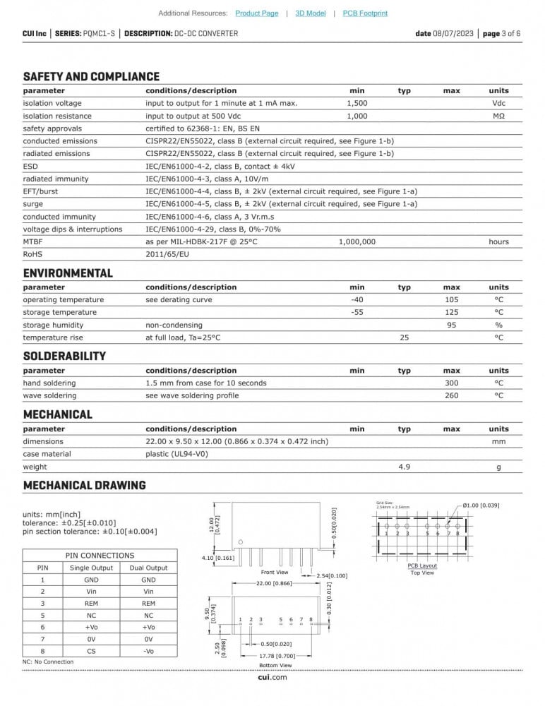 CUI PQMC1-S datasheet page 3