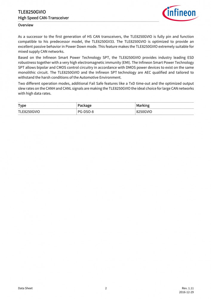 TLE8250GVIO datasheet page 2