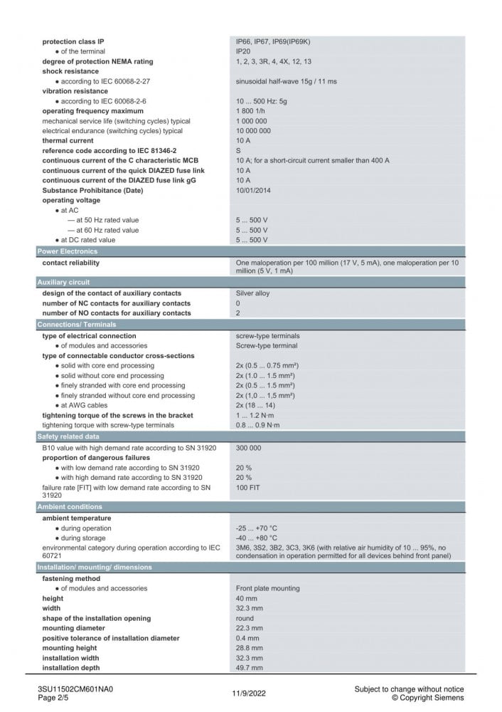 SIEMENS product document page 2