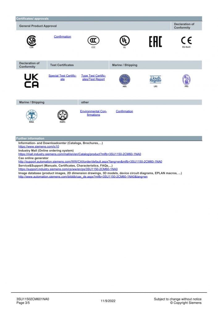SIEMENS product document page 3