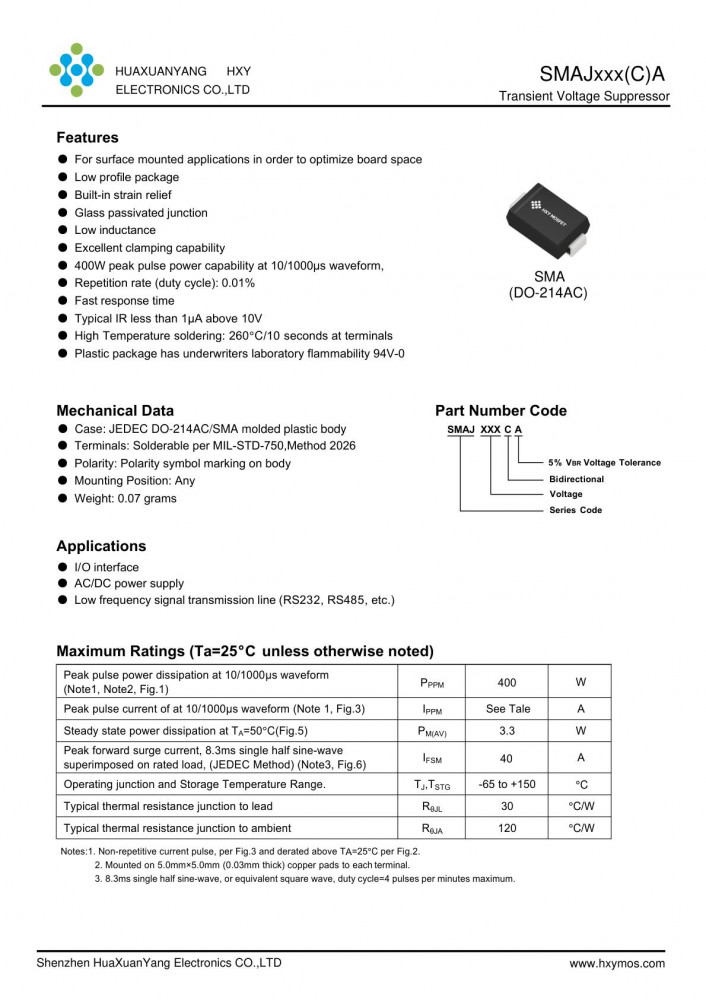 SMAJ33A datasheet page 1