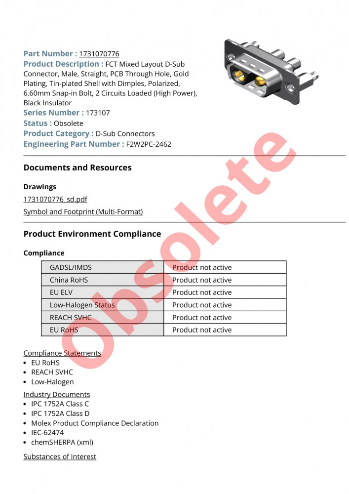 MOLEX 1731070776 technical drawing page 1