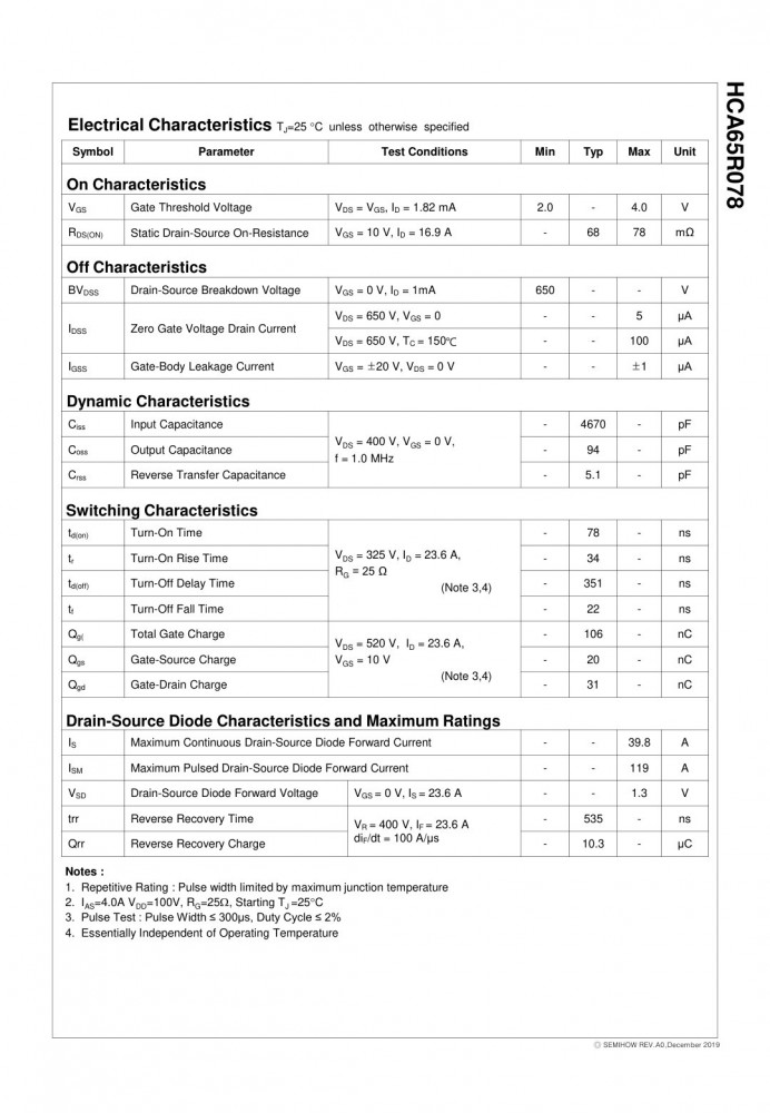 HCA65R078 datasheet page 2