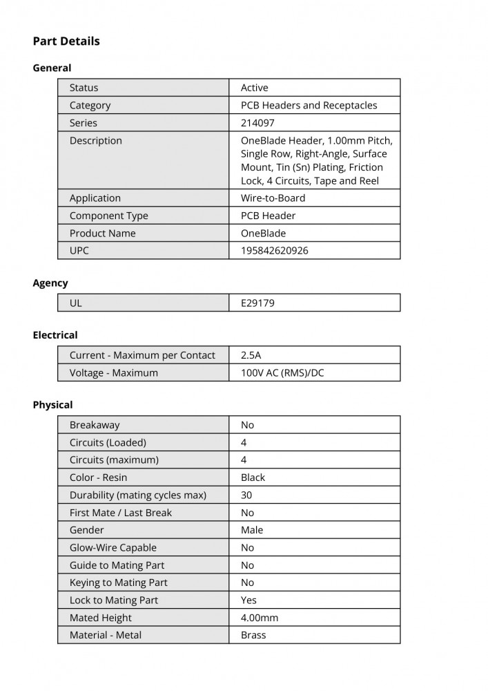 Technical document page 2 for MOLEX 2140970040