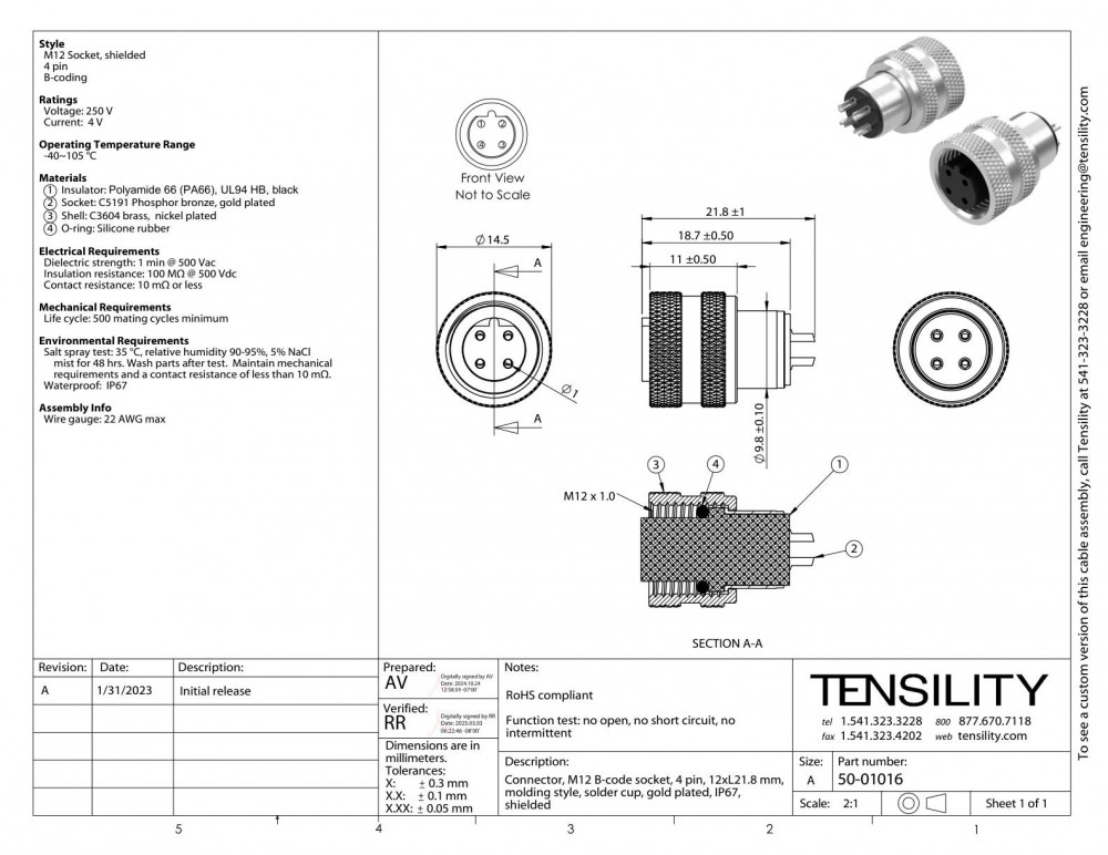 Tensility International 50-01016 product drawing preview