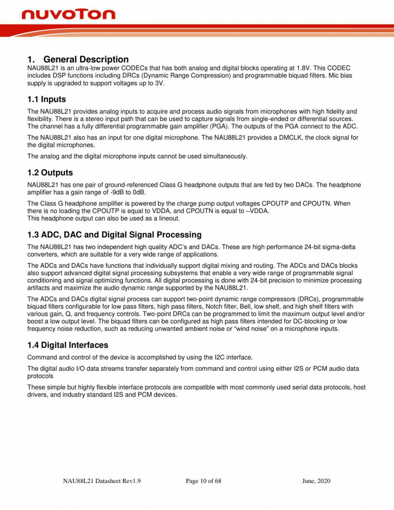 NAU88L21 datasheet page 10