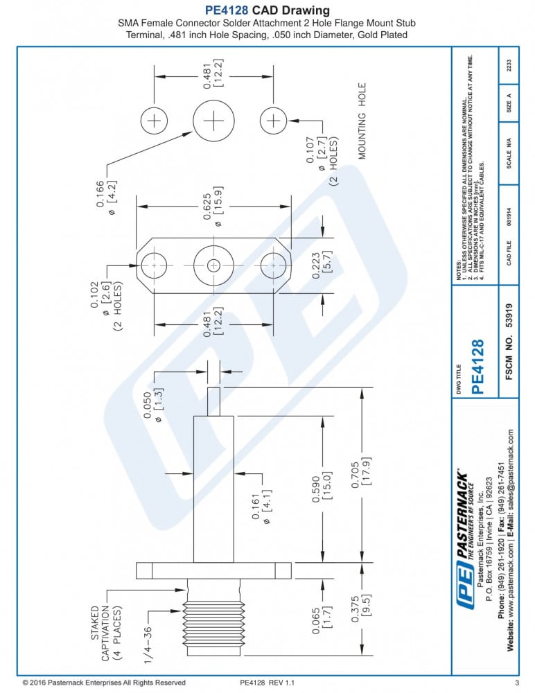 PASTERNACK PE4128 technical datasheet page 3