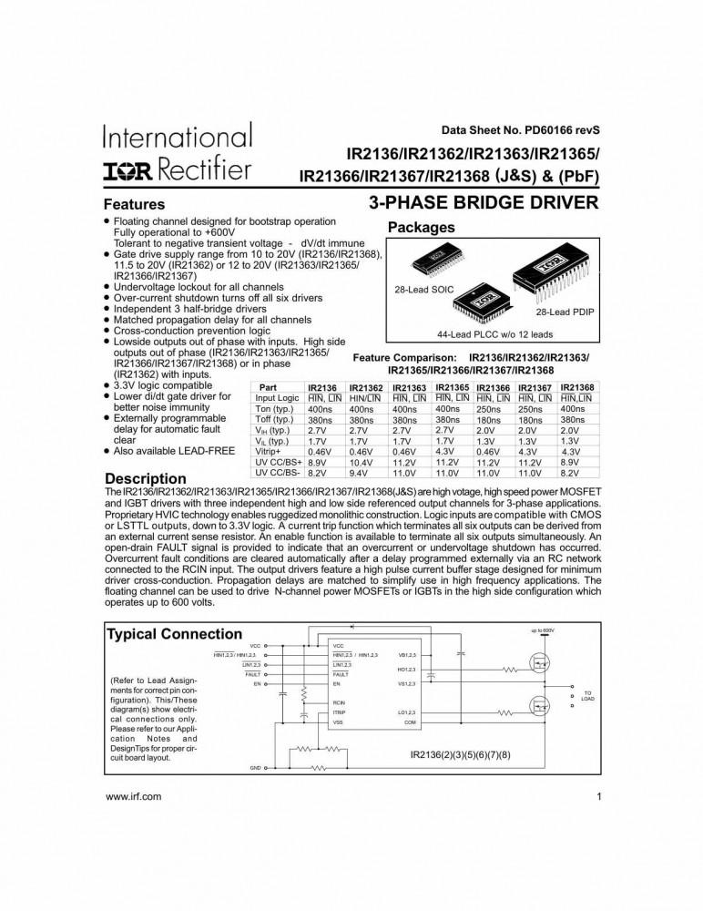 IR2136 datasheet page 1