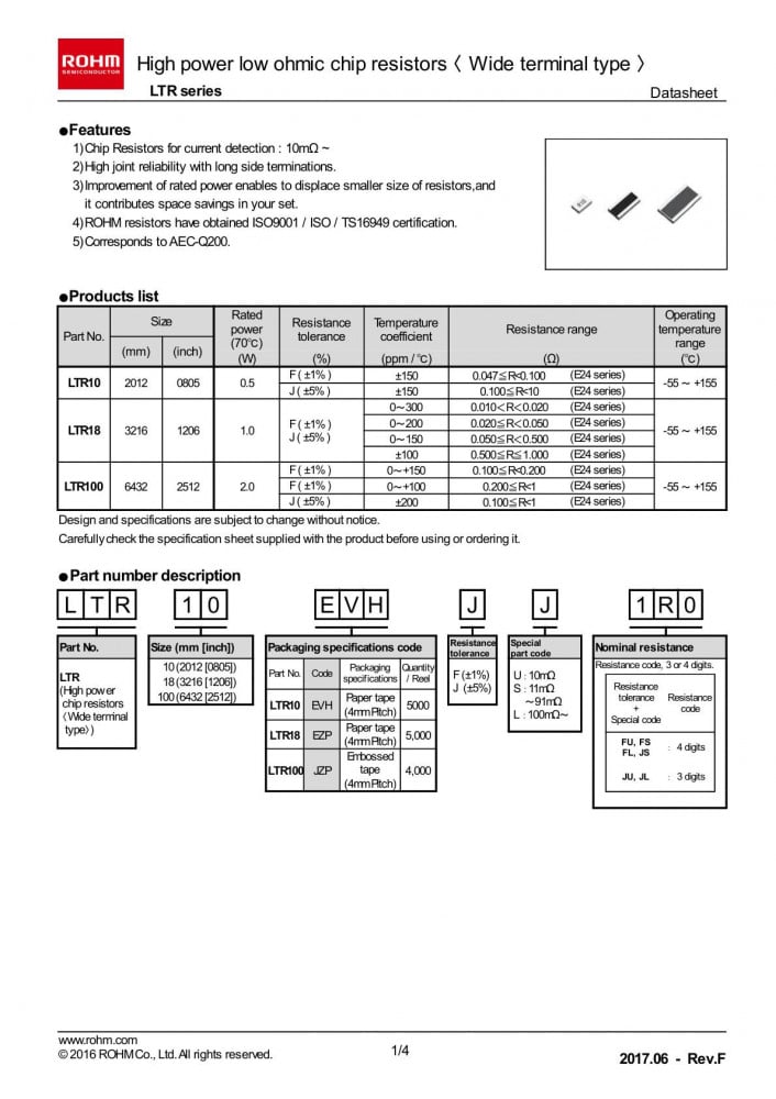 ROHM LTR10 series technical document page 1