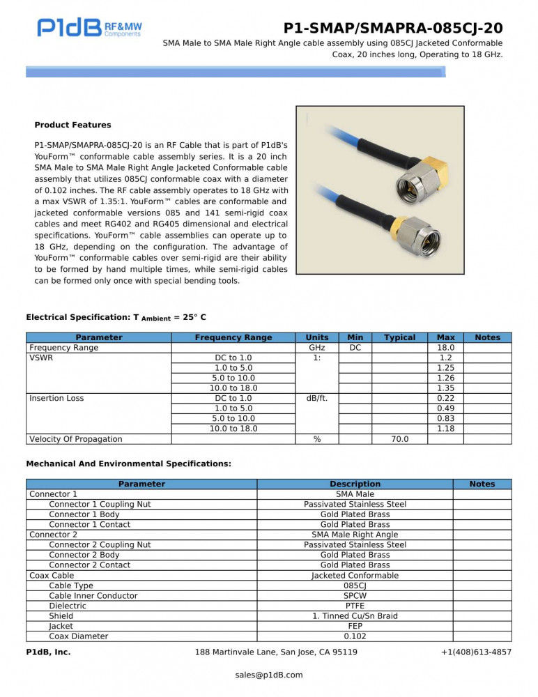 P1-SMAP/SMAPRA-085CJ-20 product document page 1