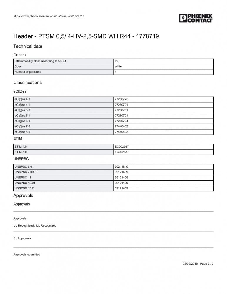 Phoenix Contact 1778719 technical data