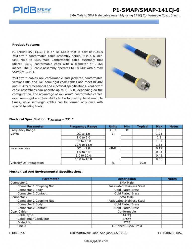 P1-SMAP/SMAP-141CJ-6 product documentation image, page 1