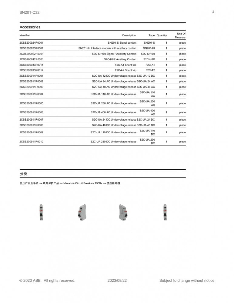 SN201-C32 technical document page 4