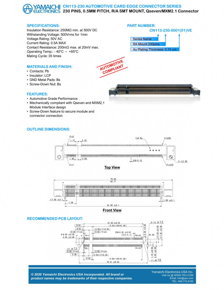 Yamaichi Electronics CN113-230-0001(01)VE technical document preview