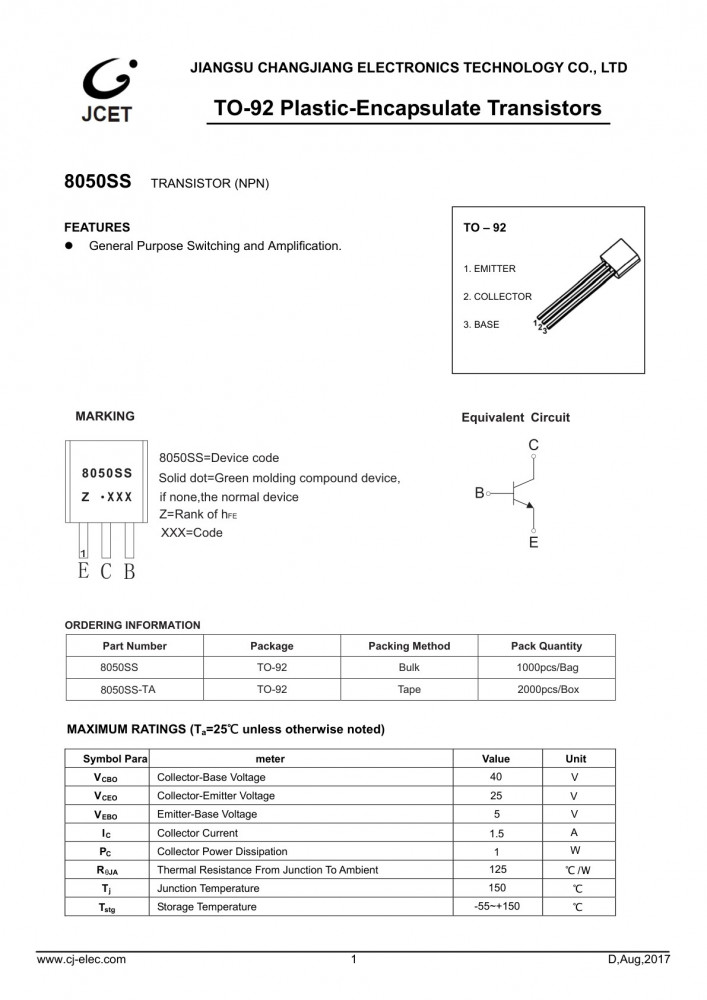 8050SS datasheet page 1