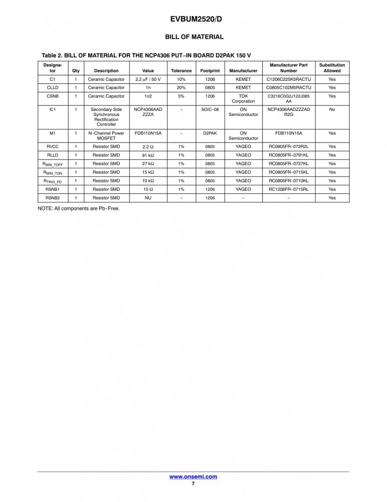 NCP4306 evaluation board manual page 7