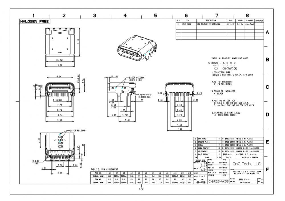 C-BR25-AK53 technical drawing page 1