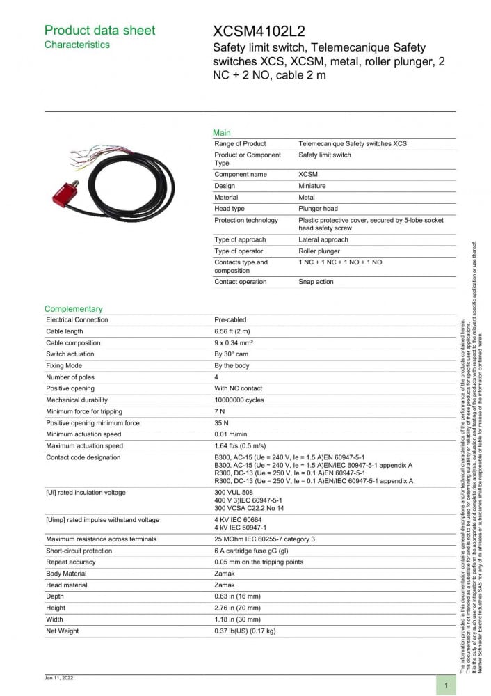 XCSM4102L2 technical document page 1