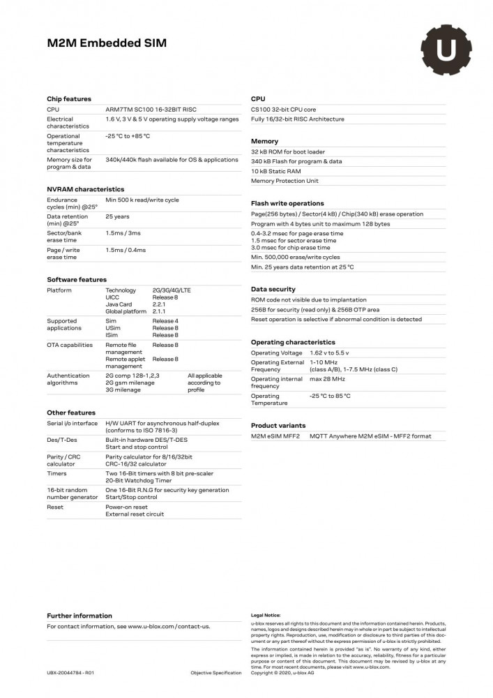 M2M-SIM technical document page 2