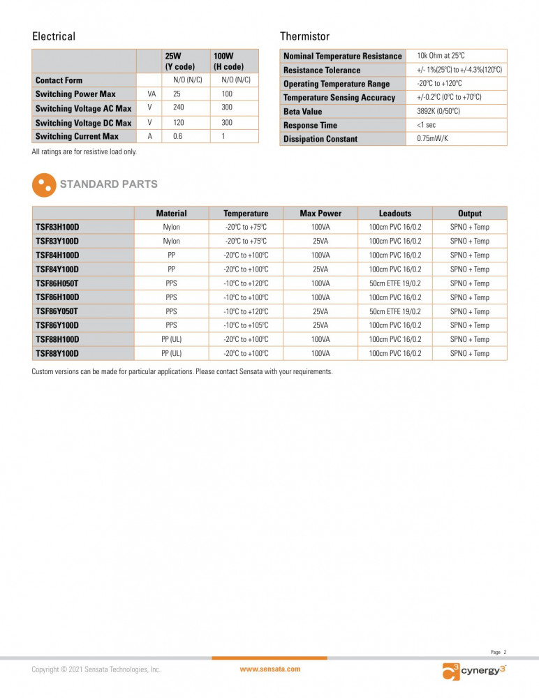 TSF80 Series technical document page 2