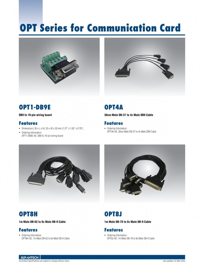 OPT Series for Communication Card documentation page