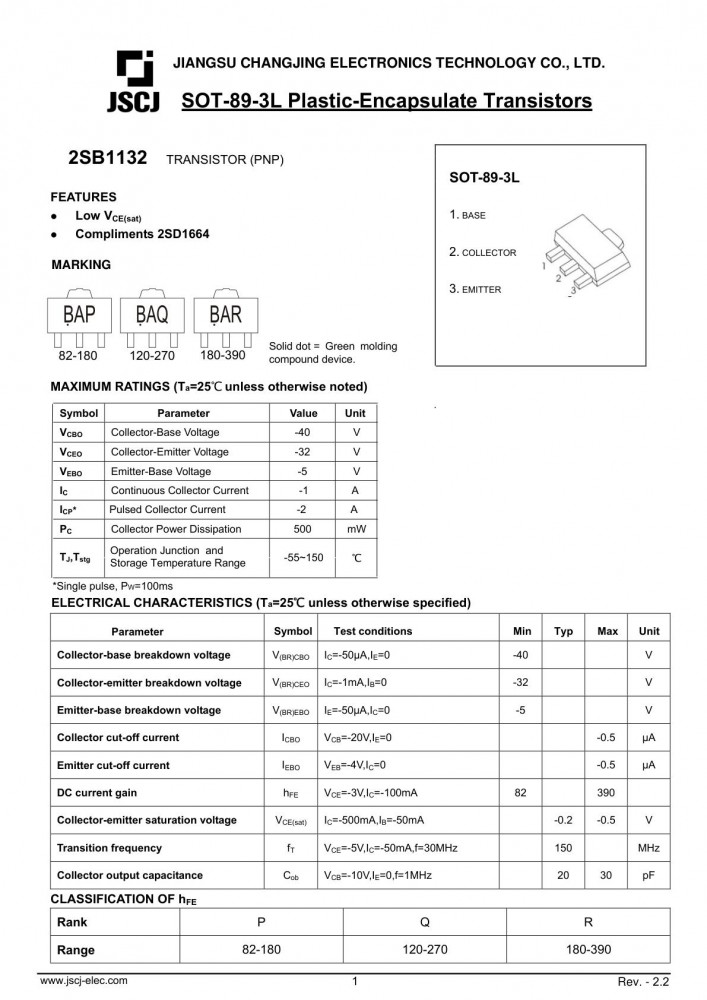 2SB1132 datasheet page 1