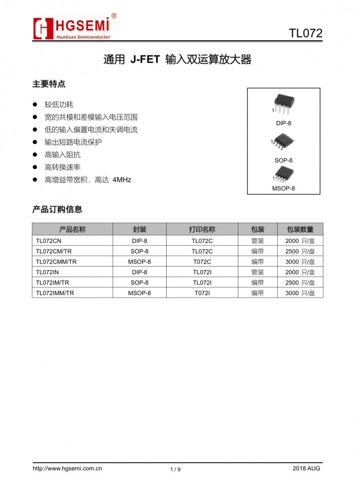TL072IMM/TR datasheet page 1