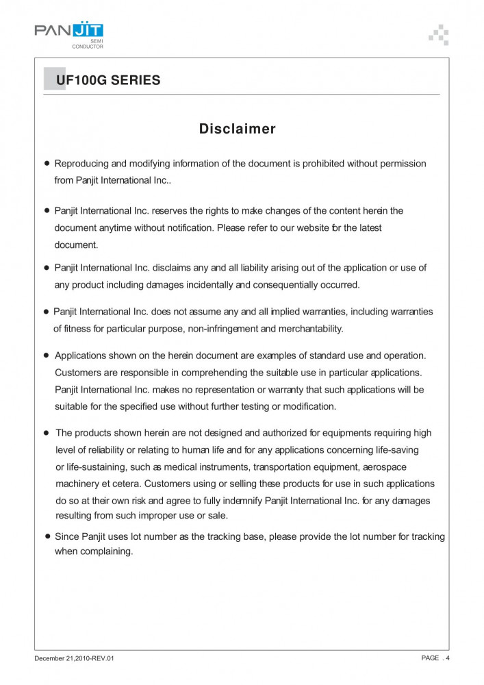 PANJIT UF100G series datasheet page 4
