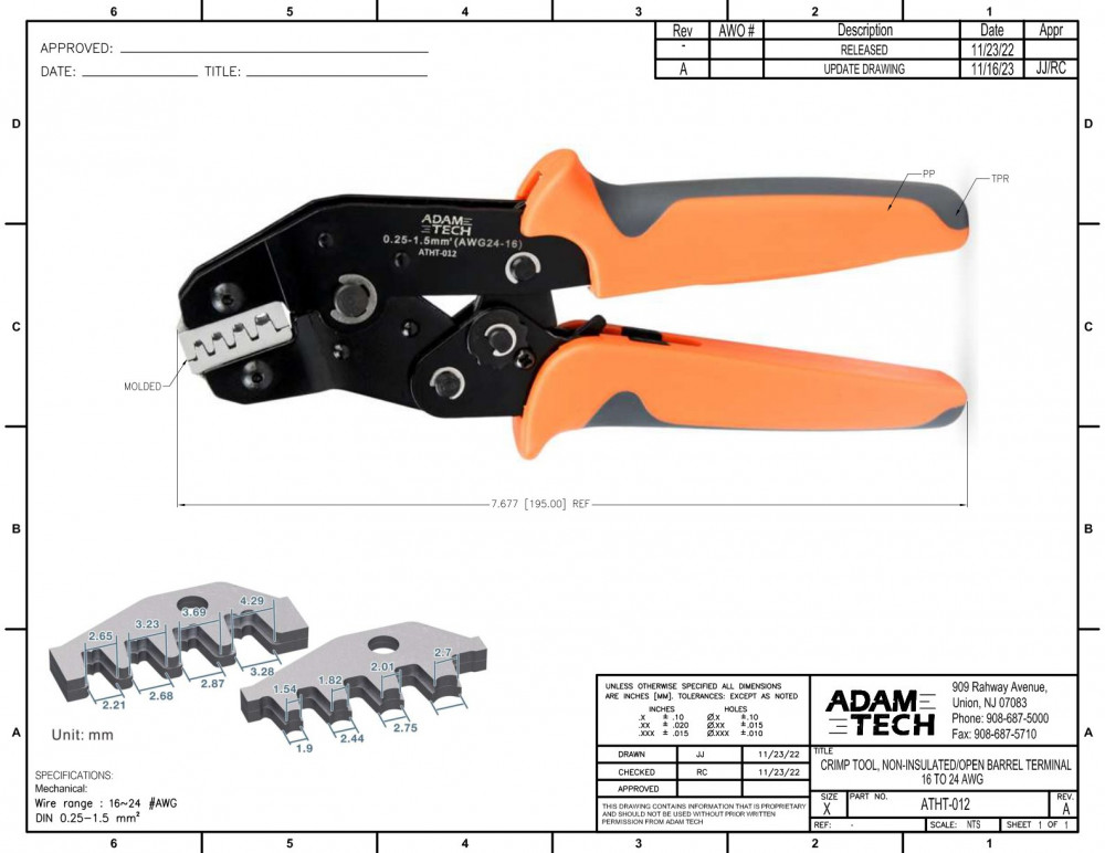 ATHT-012 crimp tool drawing document preview